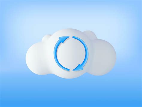 3d Cloud With File Sync Icon Isolated Render Computer Cloud With Synchronization Symbol Data