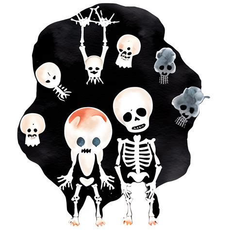 Skeletons Horror Comic Clipart Illustration · Creative Fabrica