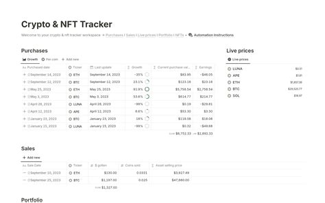Crypto Portfolio Tracker Template Notion Marketplace