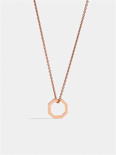 Necklace Small Octogone Pendant In Ethical Rose Gold Jem Jewellery