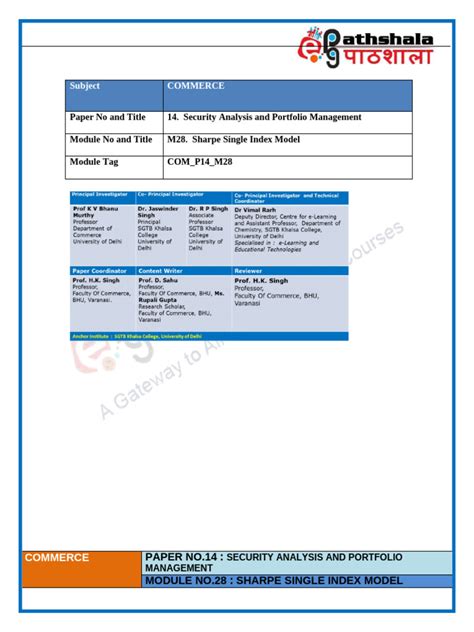 sharp single index model pdf
