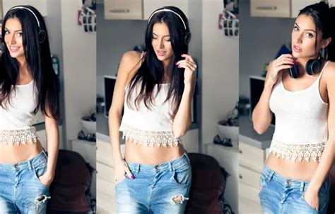 Wallpaper Smile Headphones Blouse Alise Moreno For Mobile And