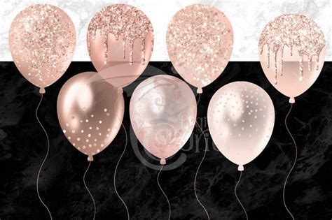 Rose Gold Balloons Clipart Party Clip Art Balloons And Etsy