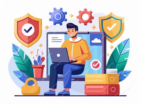Cybersecurity And Data Protection Vector Art Of Online Security With