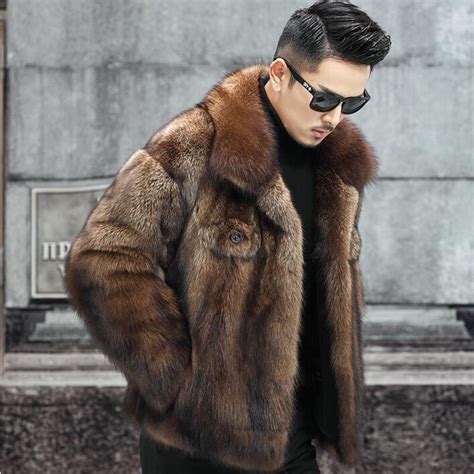 Dennyanddora Mens Brown Mink Fur Coat Leather Jacket Fur Jacket Winter