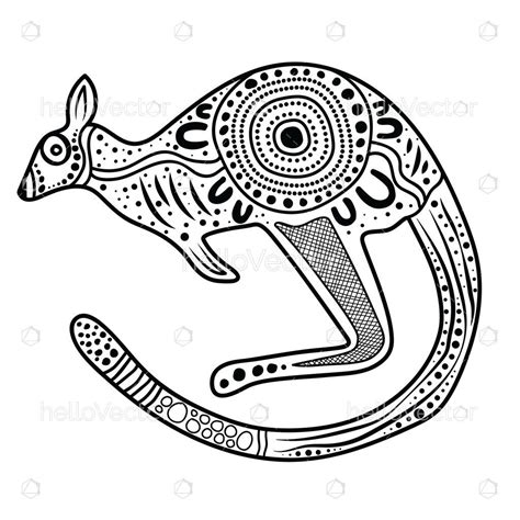 Kangaroo Sketch Adorned With Aboriginal Dot Design Download Graphics