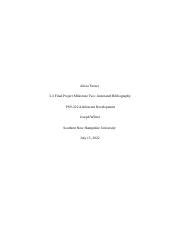 PSY 322 Final Project Milestone Two Annotated Bibliography Docx