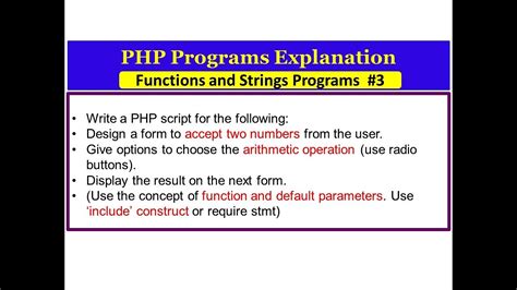 Php Program To Perform Arithmetic Operations Use Default Parameters And Include Statement