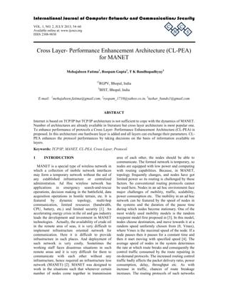 Cross Layer Performance Enhancement Architecture CL PEA For MANET PDF