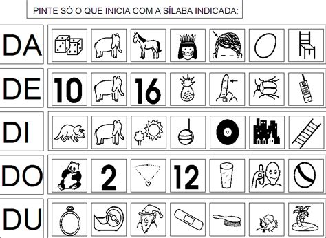 PINTE OS DESENHOS QUE CORRESPONDEM A SÍLABA INDICADA