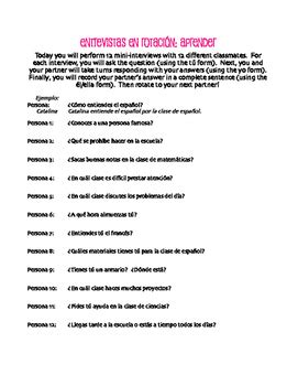 Spanish Learning Rotating Interviews By The Profe Store LLC TpT