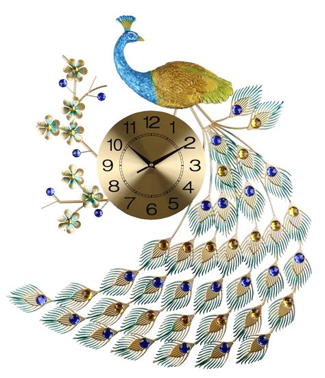 Large Peacock Clock At Olivia Brewster Blog