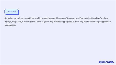 Solved Sumipi O Gumupit Ng Isang 1 Babasahin Tungkol Sa Pagdiriwang