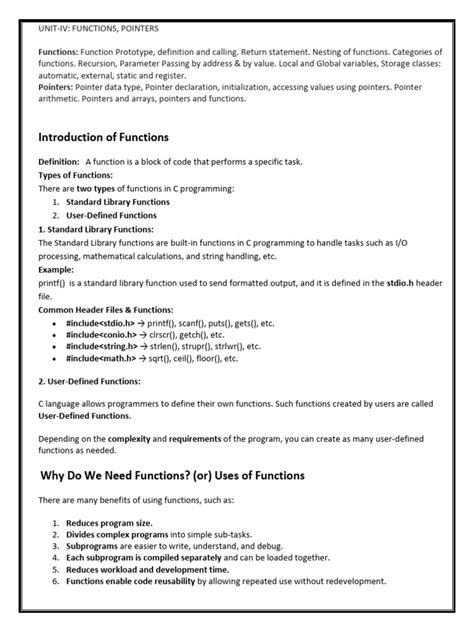 Unit 4 C Programming Pdf Pointer Computer Programming Parameter Computer Programming