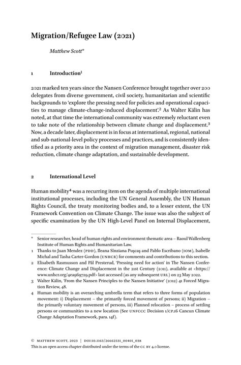 Pdf Migration Refugee Law 2021