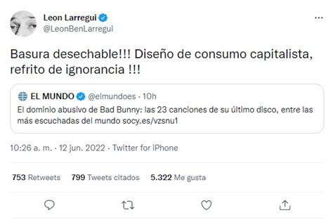 León Larregui dice que la música de Bad Bunny es basura desechable