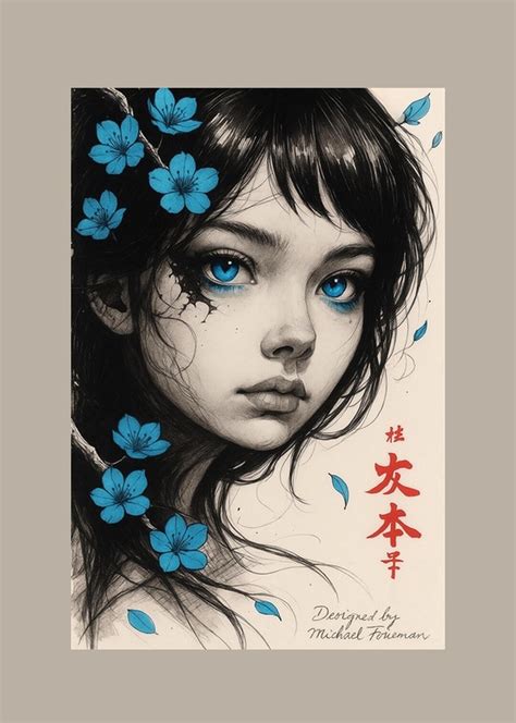 Japanese Sumi E Style Print With Vibrant Tones Etsy Australia