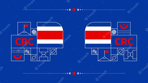 2022년 축구 컵 대회를 위한 코스타리카 국기 격리 2022년 축구 또는 축구 벡터 일러스트 레이 션에 대한 기하학적 요소와 국가 대표팀 플래그 프리미엄 벡터