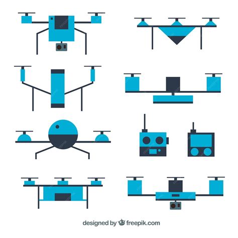 Variedad Moderna De Drones Azules Vector Gratis
