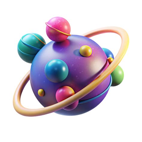 Colorful 3d Render Of A Planetary System 56599268 Png