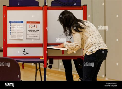Female Voter At Voting Booth During 2016 General Elections Arlington