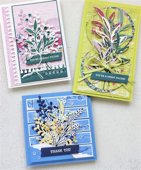 Three Handmade Greeting Cards With Flowers On Them