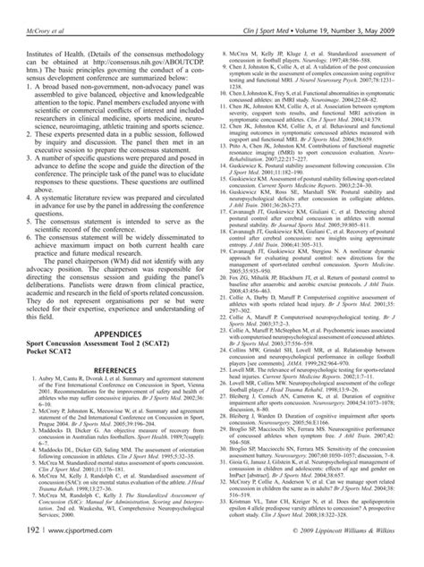 Consensus Statement On Concussion In Sport Pdf