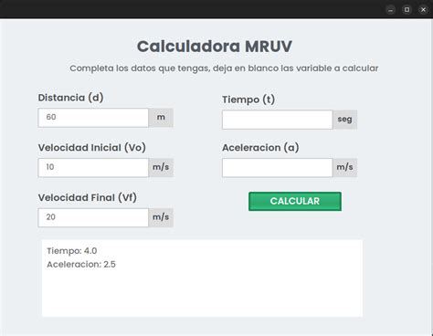 GitHub Addliam CalculadoraMRUV Debes Tener En Cuenta La Distancia D