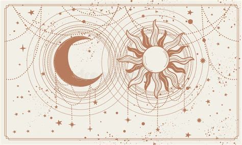 Celestial Space Background With Sun And Mysterious Moon Banner For