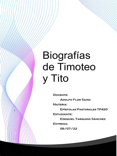 Biografias Tito Y Timoteo Pdf Pablo El Apóstol San Timoteo