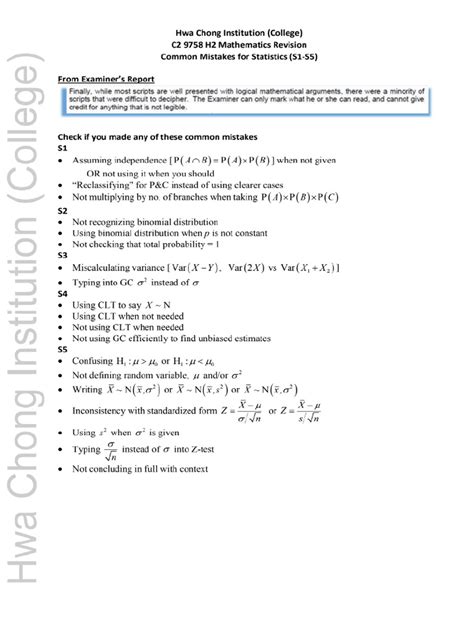 Statistics Common Mistakes Pdf