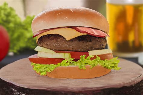 Safebooru Akky Akimi1127 Bacon Blurry Burger Cheese Commentary