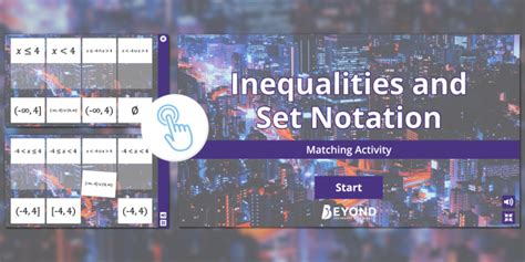 Matching Inequalities And Set Notation Teacher Made