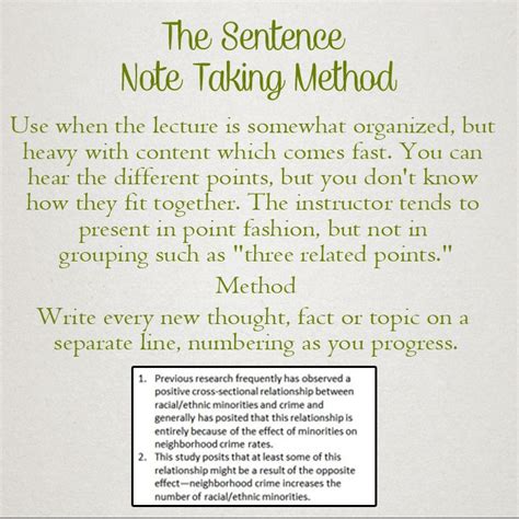 Note Taking Sentence Method Synonym