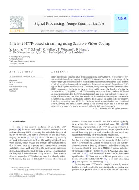 efficient based streaming using scalable video coding