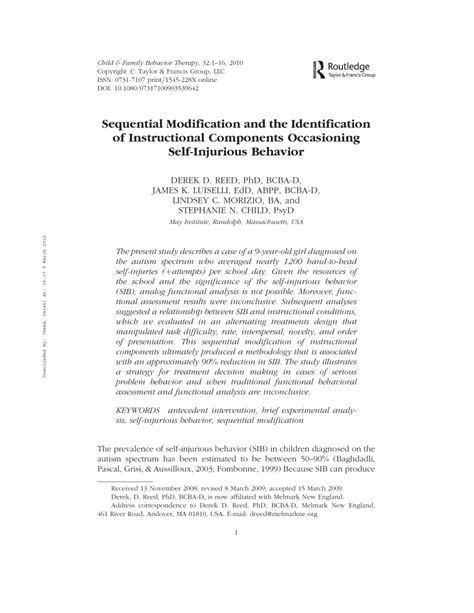 Pdf Sequential Modification And The Identification Of Instructional Components Occasioning