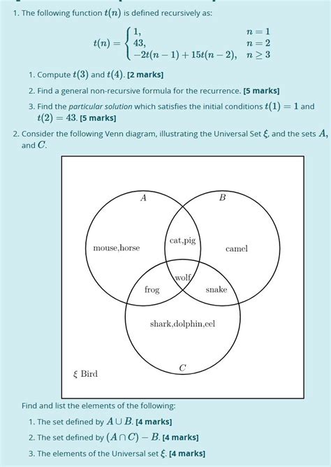 Solved 1 The Following Function Tn Is Defined Recursively