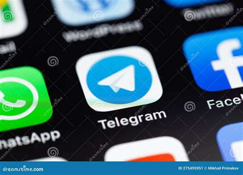 Telegram Mobile Icon App On Screen Smartphone Iphone Editorial Photo
