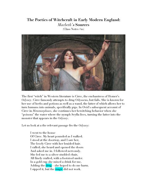 Witchcraft In Early Modern England Claass Notes 10 The Poetics Of