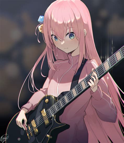 Safebooru 1girl Blue Eyes Bocchi The Rock Electric Guitar Gotou