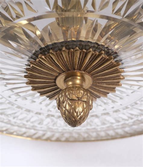 Early 20th Century Brass Semi Flush Mount Ceiling Light 6 Bulbs For