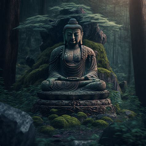 Buddha Statue Meditating Misty Forest Temple By Ajapala On Deviantart