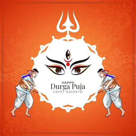 Free Vector Happy Navratri And Durga Puja Festival Celebration Card