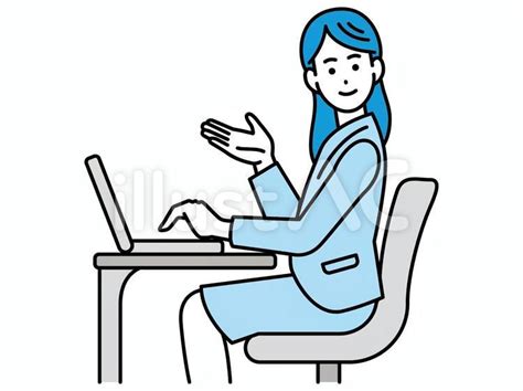 ノートパソコンで仕事をしている女性イラスト No 23050671／無料イラストフリー素材なら「イラストac」