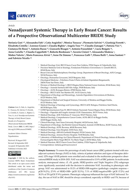 Pdf Neoadjuvant Systemic Therapy In Early Breast Cancer Results Of A