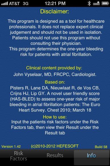 Has Bled Medical App Is A Simple Bleeding Risk Calculator To Help