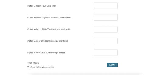 Solved 6pts Calculations For Virtual Titration Volume Of