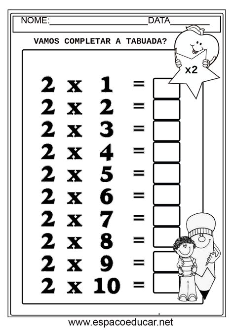 Atividade De Tabuada De Multiplicação