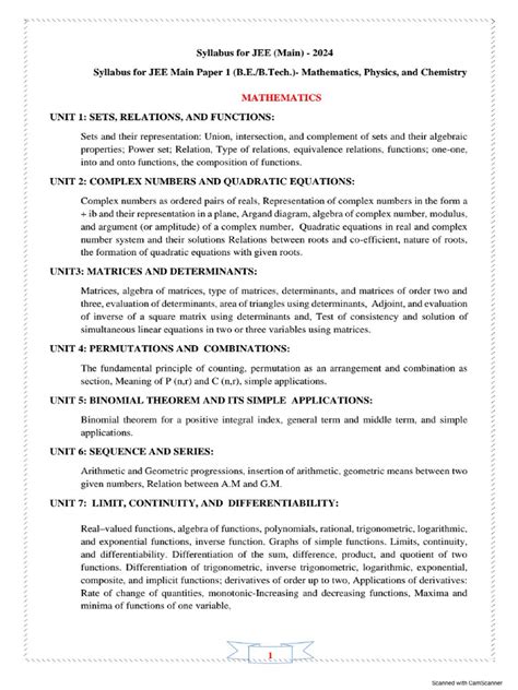 Jee Main Syllabus 2024 Pdf