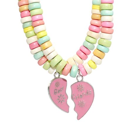 Best Friends Necklace Set Pastel Rainbow Faux Candy Chokers Handmade G